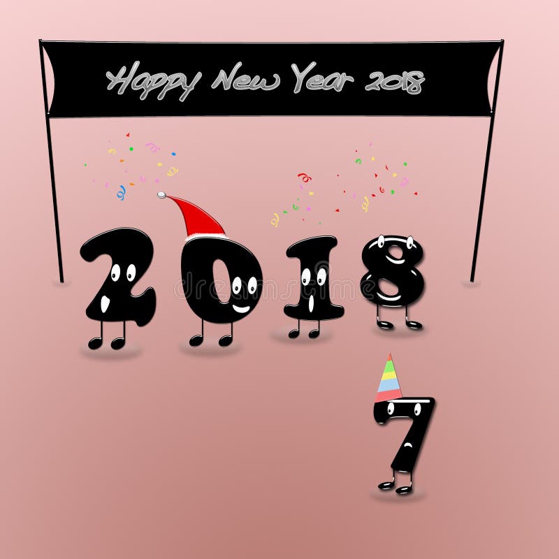 Animated Numerals of 2018 Year Congratulating with New Year. Stock ...