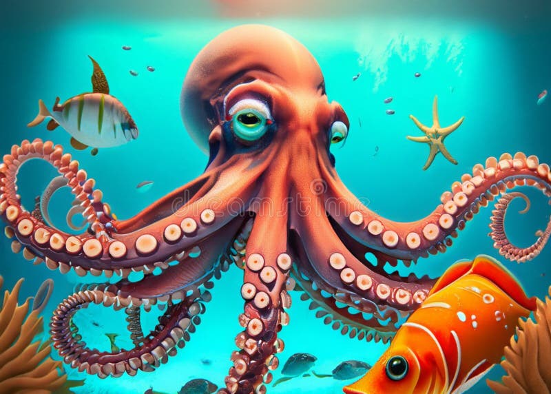 Animated octopus stock illustration. Illustration of pattern - 293319461
