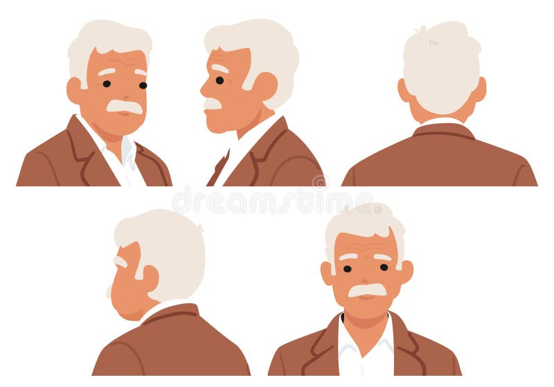 Old Man Face Front Side View Stock Illustrations – 81 Old Man Face ...