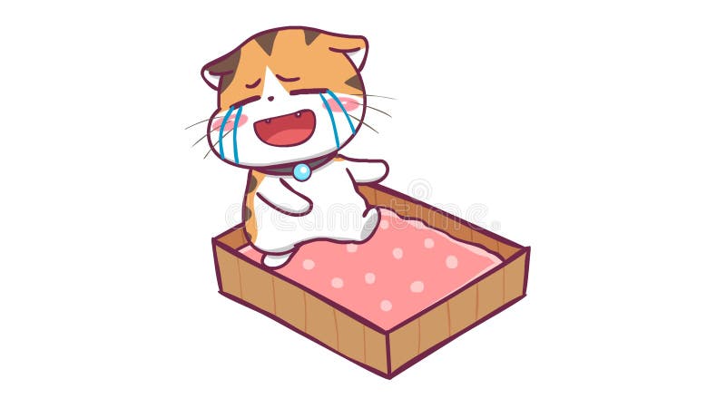 Animated Orange Cat Falling Down in Disappointment - White Background ...