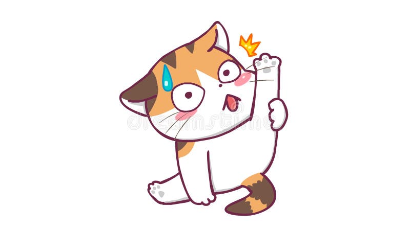 Animated Orange Cat Grooming Itself on White Background Stock Footage ...