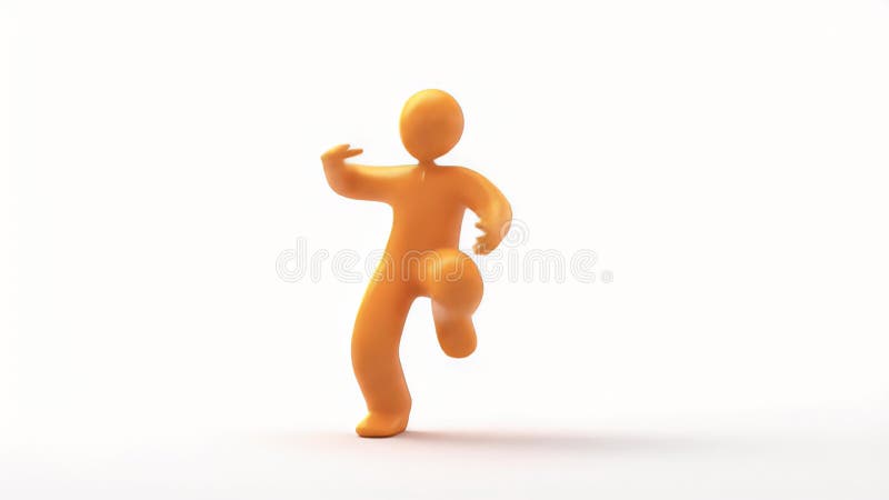 Animated Orange Figure Running, Exercising, and Moving on White ...
