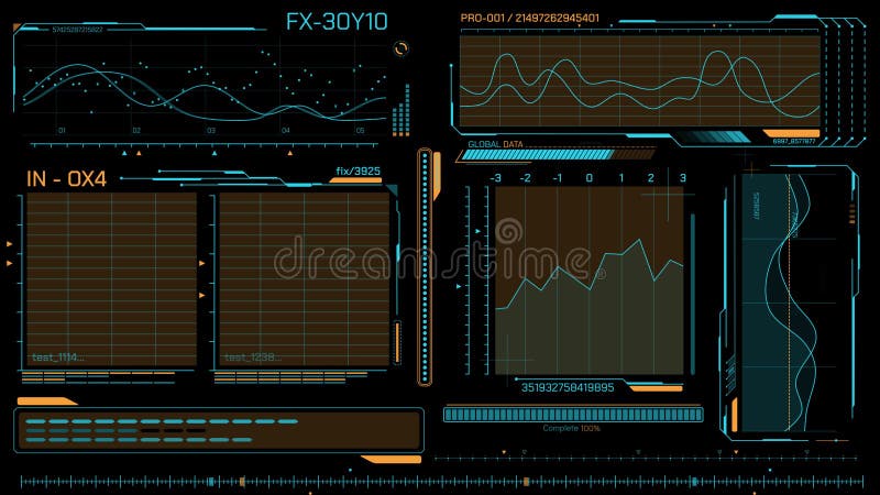 Animated Pack of HUD Elements for High-tech Interface Stock Footage ...