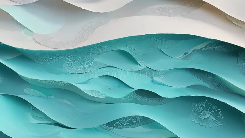Animated Papercut of Ocean Waves in Blue Color Stock Video - Video of ...