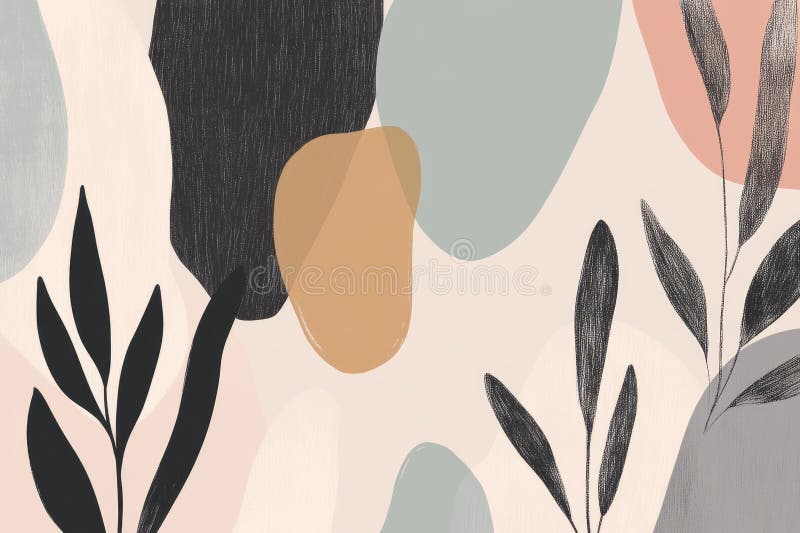 Animated Pastel Colored Illustration of Leaves and Flowers with ...