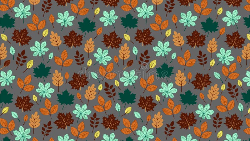 Animated Pattern of Autumn Leaves on a Gray Background, the Screen ...