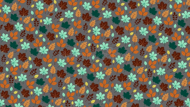 Animated Pattern of Autumn Leaves on a Gray Background, the Screen ...