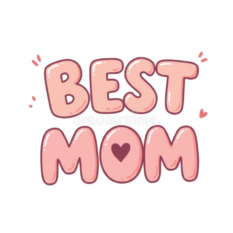 Animated Pink Best Mom Text Design with Hearts and Pixelated Style ...