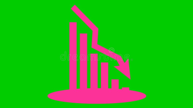 Animated Pink Chart of Financial Decline with a Trend Line Chart ...