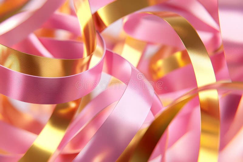 Animated Pink and Gold Ribbons Constantly Twisting and Intertwining ...