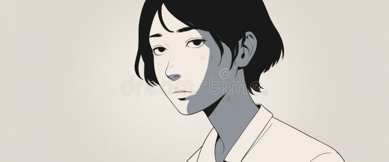 An Animated Portrayal of a Lifeless Face in a Graphic Style. Stock ...