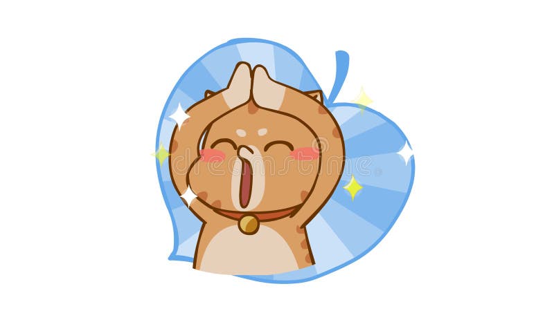 Animated Praying Cat with White Background for Video Stock Stock Video ...