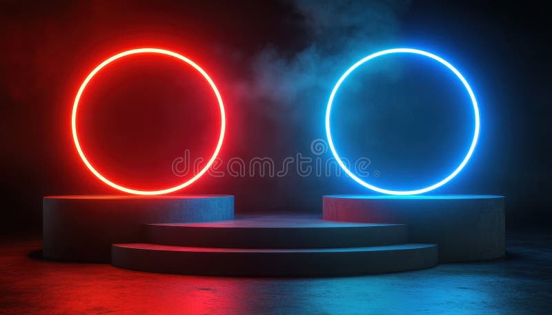 Animated Product Display Featuring Two Illuminated Circular Rings in a ...