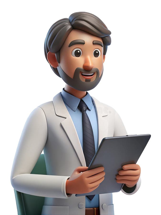 Animated Professional Reading Tablet in Office Setting Stock Image ...