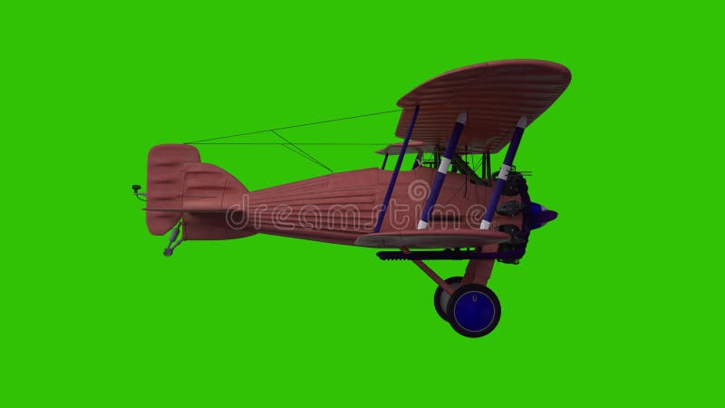 Animated Propeller Biplane Airplane. Top View. Realistic Physics ...