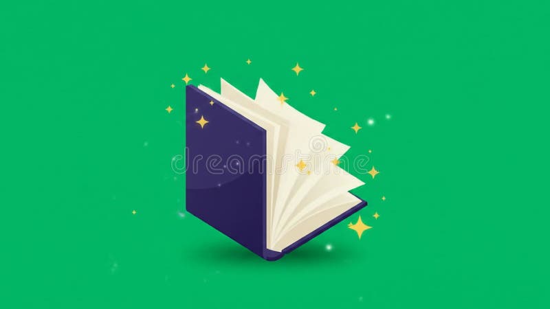 Animated Magical Book Opening with Sparkling Pages on Green Screen ...