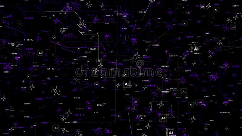 Purple and White 3d Technology Element Artificial Intelligence Matrix ...