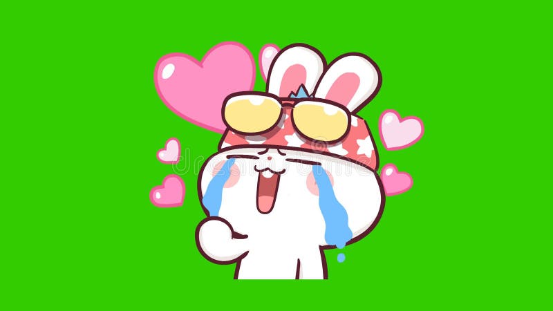 Animated Rabbit Crying Tears of Joy - Green Screen Stock Video - Video ...