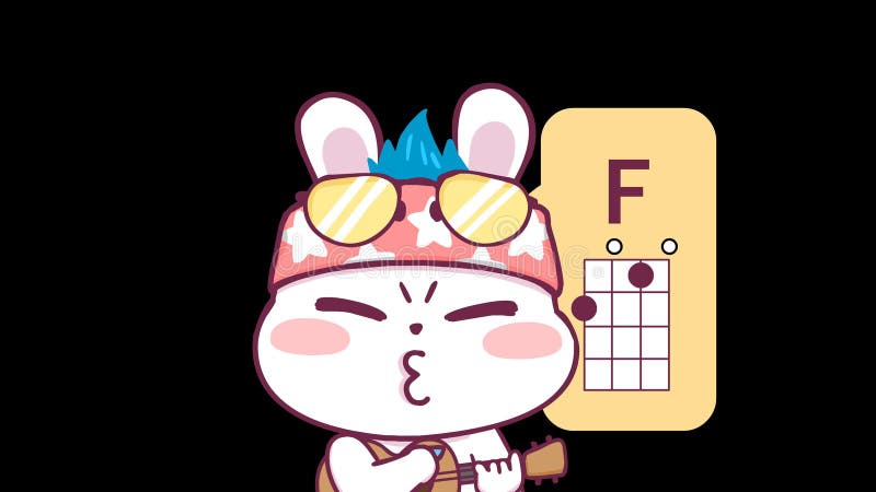 Animated Rabbit Forgetting Guitar Chords Transparent Background Stock ...