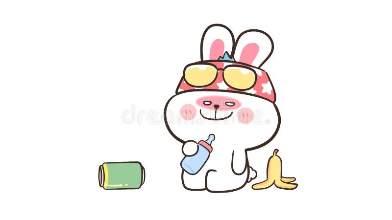 Animated Rabbit Throwing Ball at Funfair Transparent Background Stock ...