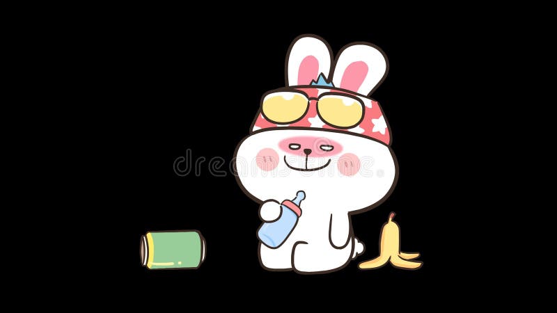 Animated Rabbit Throwing Ball at Funfair Transparent Background Stock ...