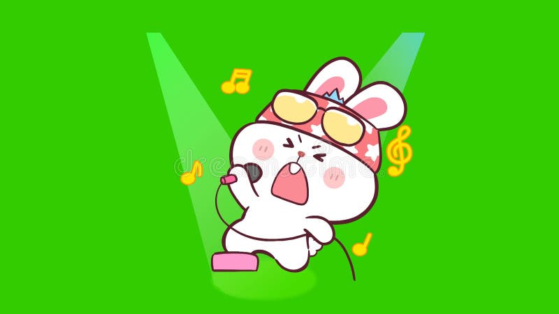 Animated Singing Bunny - Green Screen Stock Video - Video of motion ...