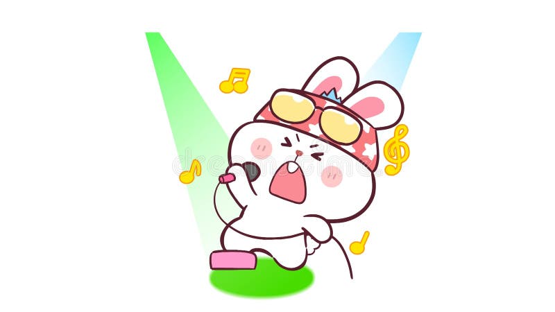 Animated Rabbit Singing on Stage - White Background Stock Video - Video ...