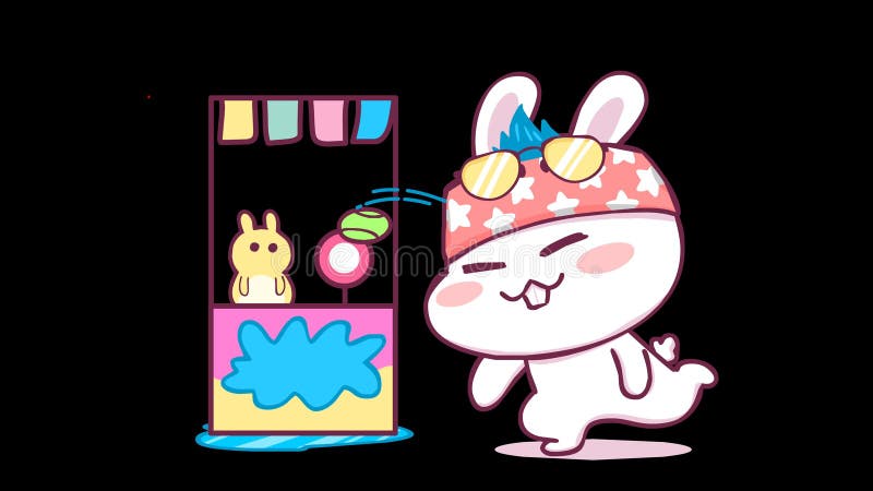 Animated Rabbit Throwing Ball at Funfair Transparent Background Stock ...