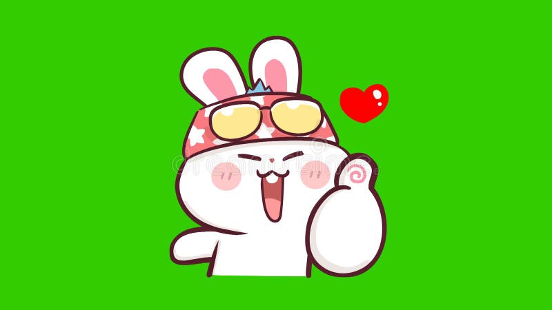 Animated Rabbit Thumbs Up - Green Screen Stock Video - Video of ...