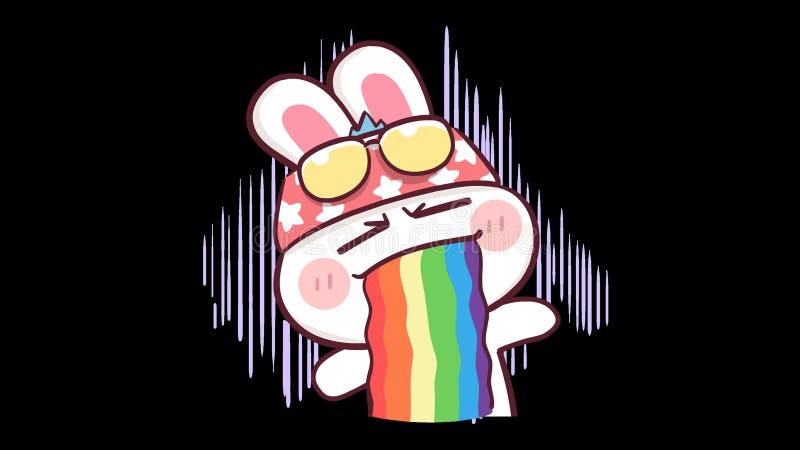 Animated Rabbit Vomiting Rainbow - Transparent Background Stock Footage ...