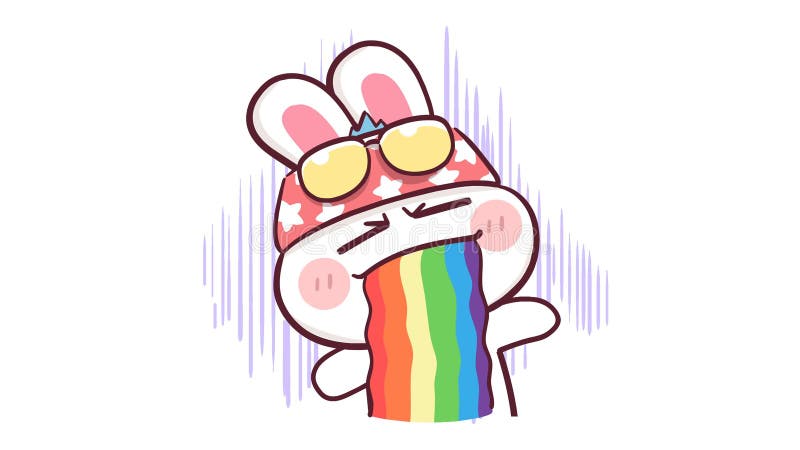 Animated Rabbit Vomiting Rainbow - White Background Stock Footage ...