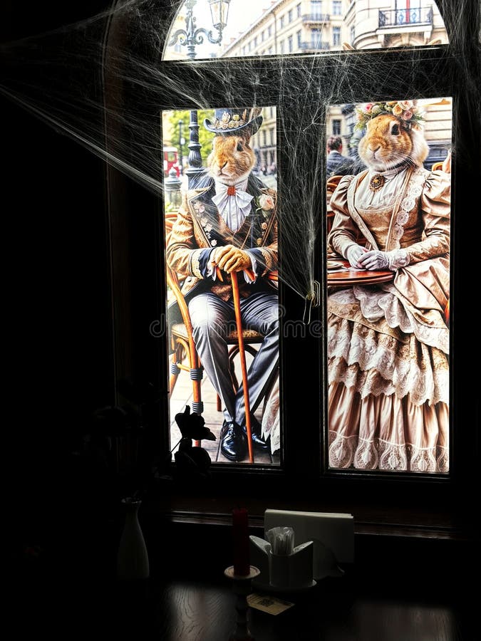 Animated Rabbits Look Out the Window Behind the Web Editorial Stock ...