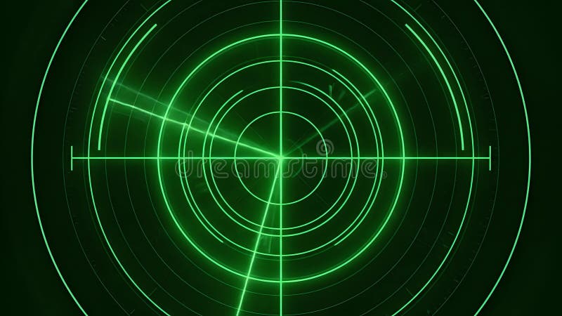 Animated Radar Screen Displaying Scanning Electronic Signals and ...