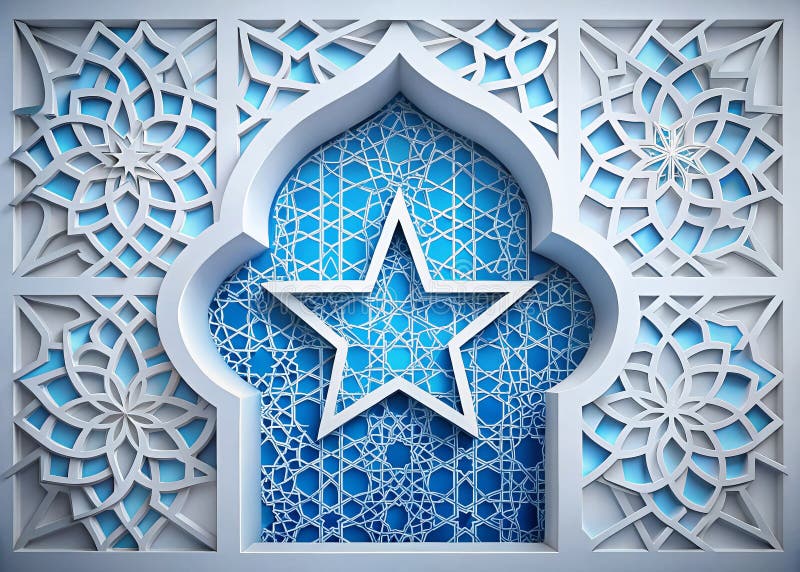 Animated Ramadan and Eid Celebration a Mesmerizing Rotating Blue Arabic ...