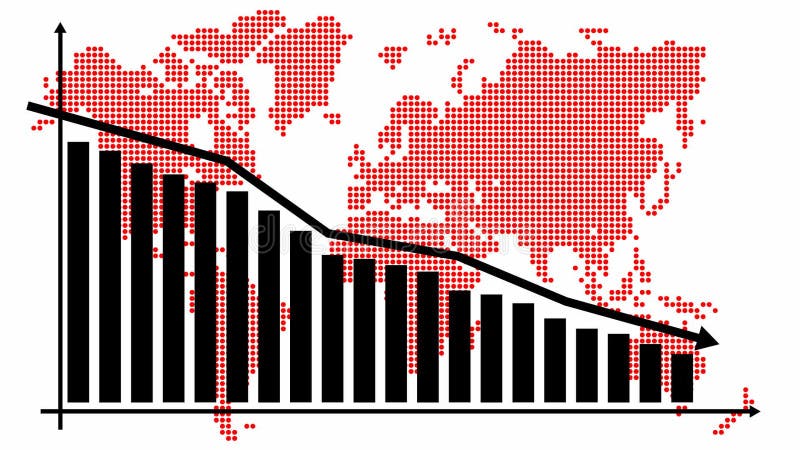 Animated Red Chart of Financial Decline with a Trend Line Chart ...
