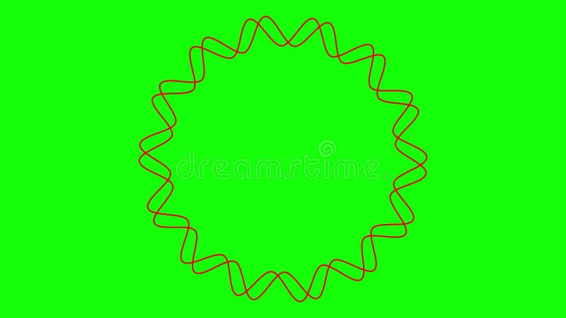 Animated Red Circular Frame Spins. Linear Symbol Rotates. Wavy Line ...
