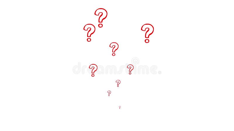 Animated Red Linear Question Marks Fly from Bottom To Top. Hand Drawn ...