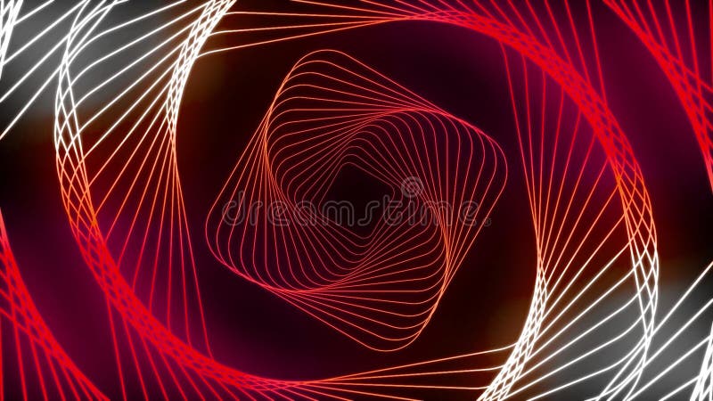 Animated Red and White Gradient Square Structure in Spiral Rotation ...