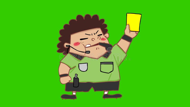 Animated Referee Issuing Yellow Card - Green Screen Stock Footage ...