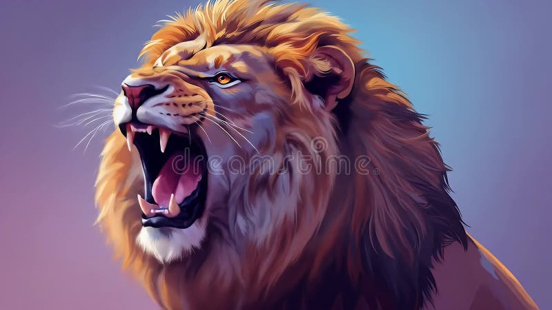 Animated Roaring Lion Pixel Art with Gradient Background Loopable ...