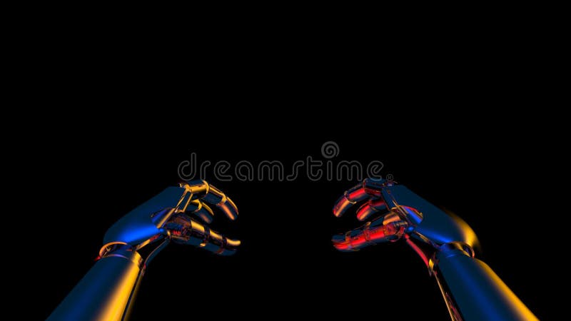 Animated robotic hands stock footage. Video of metallic - 144364276