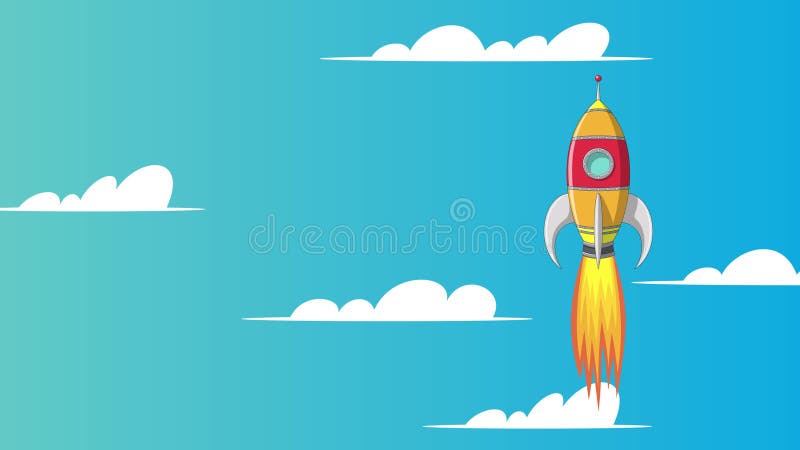 Animated Rocket Launch, Loop Stock Footage - Video of animated, comic ...