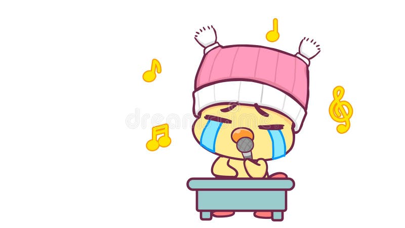 Animated Sad Chicken Singing with Tears Flowing - White Background ...