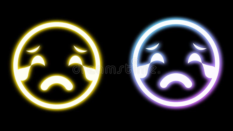 Animated Sad Face in Bright Neon Light with Seamless Expression Stock ...