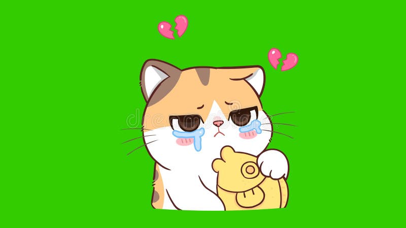 Animated Sad Kitten in Love - Green Screen Stock Footage - Video of ...