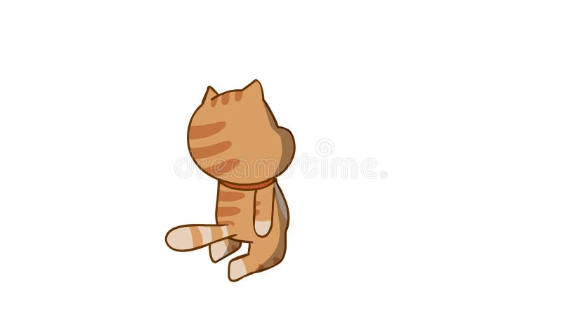 Animated Sad Kneeling Cat White Background Stock Footage - Video of ...