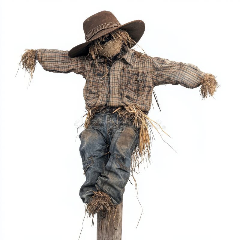 An Animated Scarecrow with Tattered Clothing and Straw Hat Stock ...