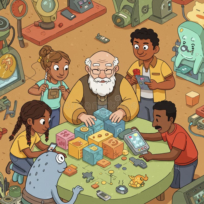 An Animated Scene Features a Diverse Group of People and a Blue ...