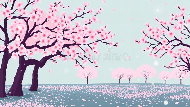 Fallen Cherry Blossom Petals and Trees: Springtime Memories Stock ...