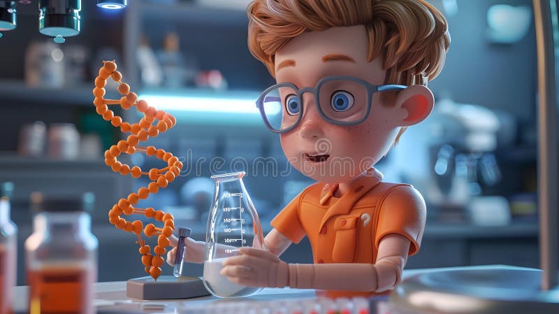 Animated Scientist Examining Chemical Reactions in Laboratory Stock ...